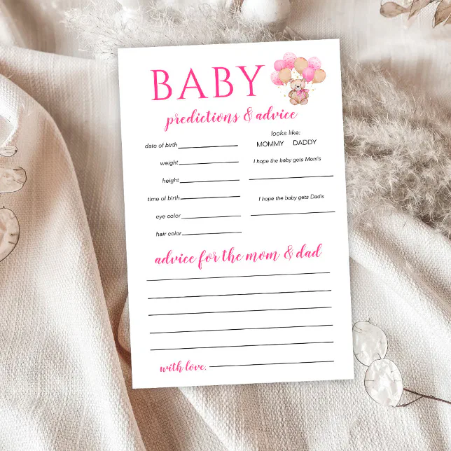 Teddy Bear Baby Predictions Game Flyer | Zazzle