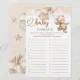 Teddy Bear Baby Shower Baby Name Race Game | Zazzle