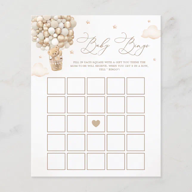 Teddy Bear Baby Shower Bingo Game | Zazzle