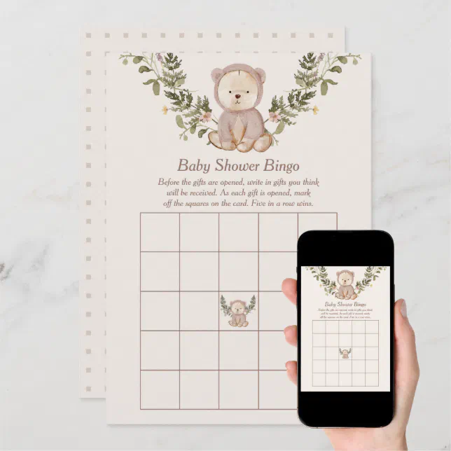 Teddy Bear Baby Shower Bingo Game Template | Zazzle