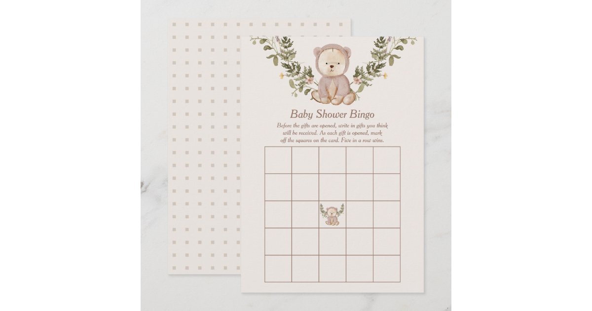 Teddy Bear Baby Shower Bingo Game Template | Zazzle