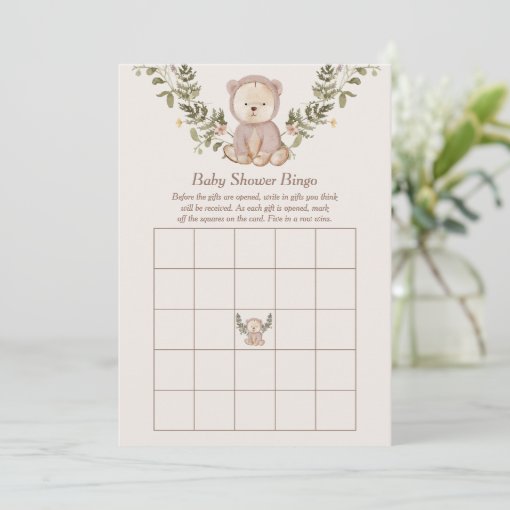Teddy Bear Baby Shower Bingo Game Template | Zazzle