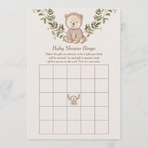 Teddy Bear Baby Shower Bingo Game Template | Zazzle