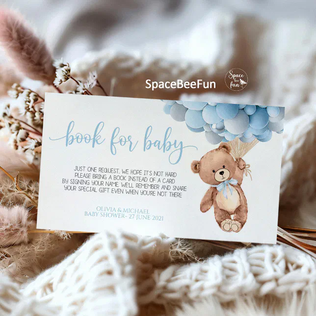 Teddy Bear Baby Shower book for baby enclosure car | Zazzle