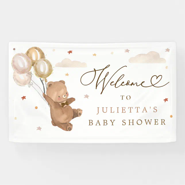 Teddy Bear Baby Shower Gender Neutral Bear Welcome Banner | Zazzle