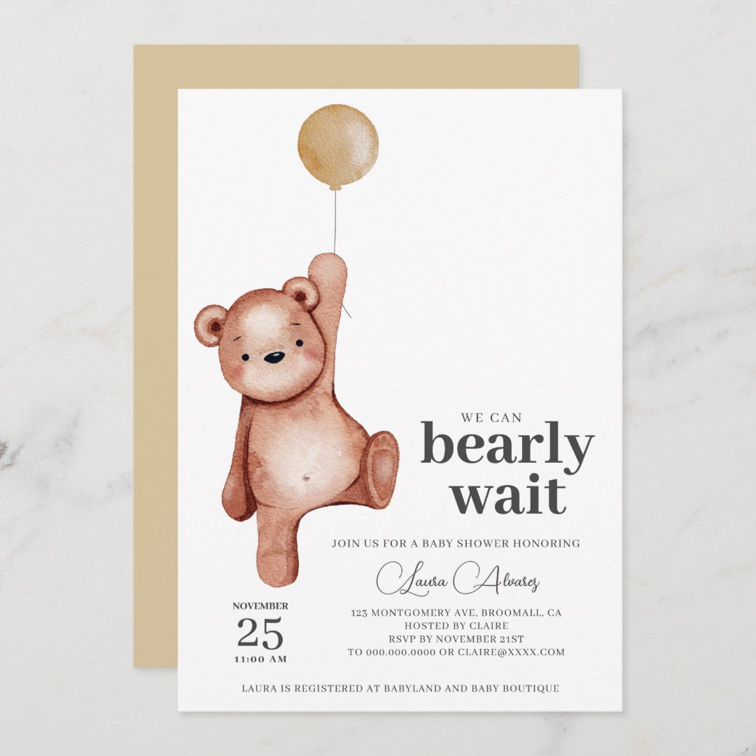 Teddy Bear Baby Shower Invitation | Zazzle