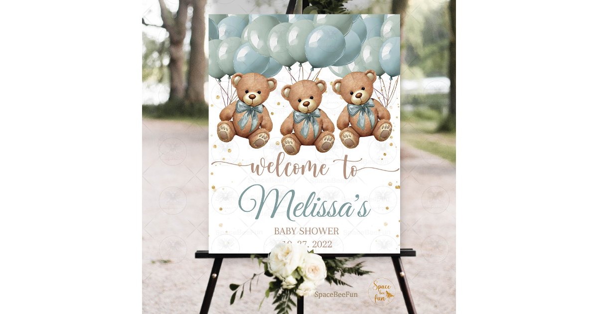 Teddy Bear Baby Shower it's TRIPLETS Foam Board | Zazzle