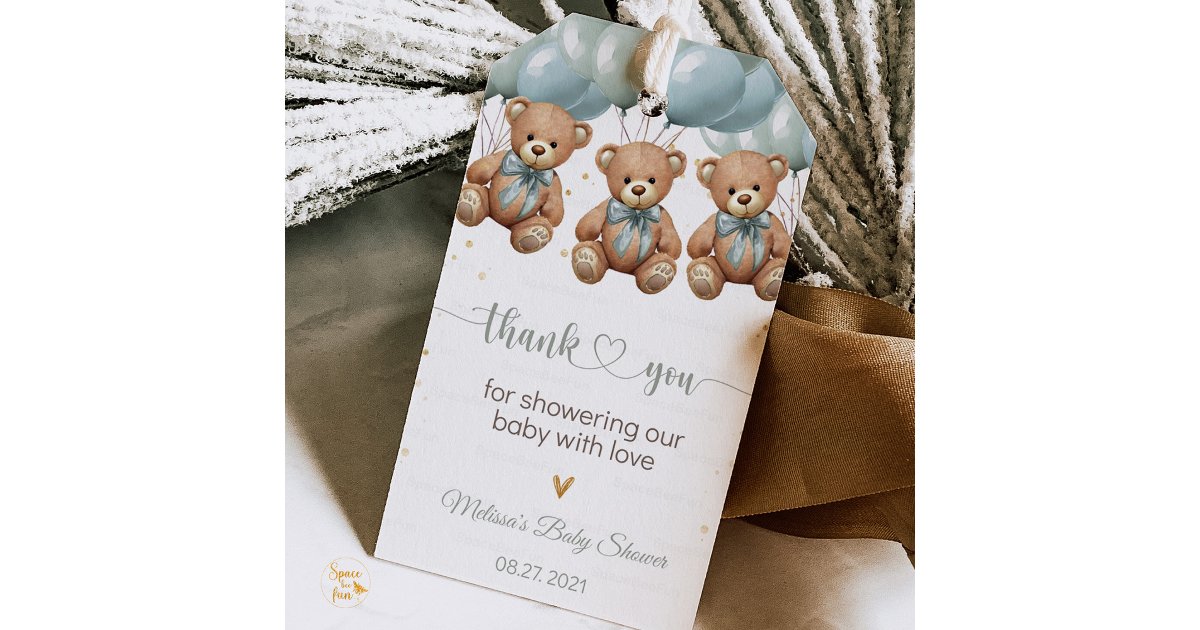 Teddy Bear Baby Shower it's TRIPLETS Gift Tags | Zazzle