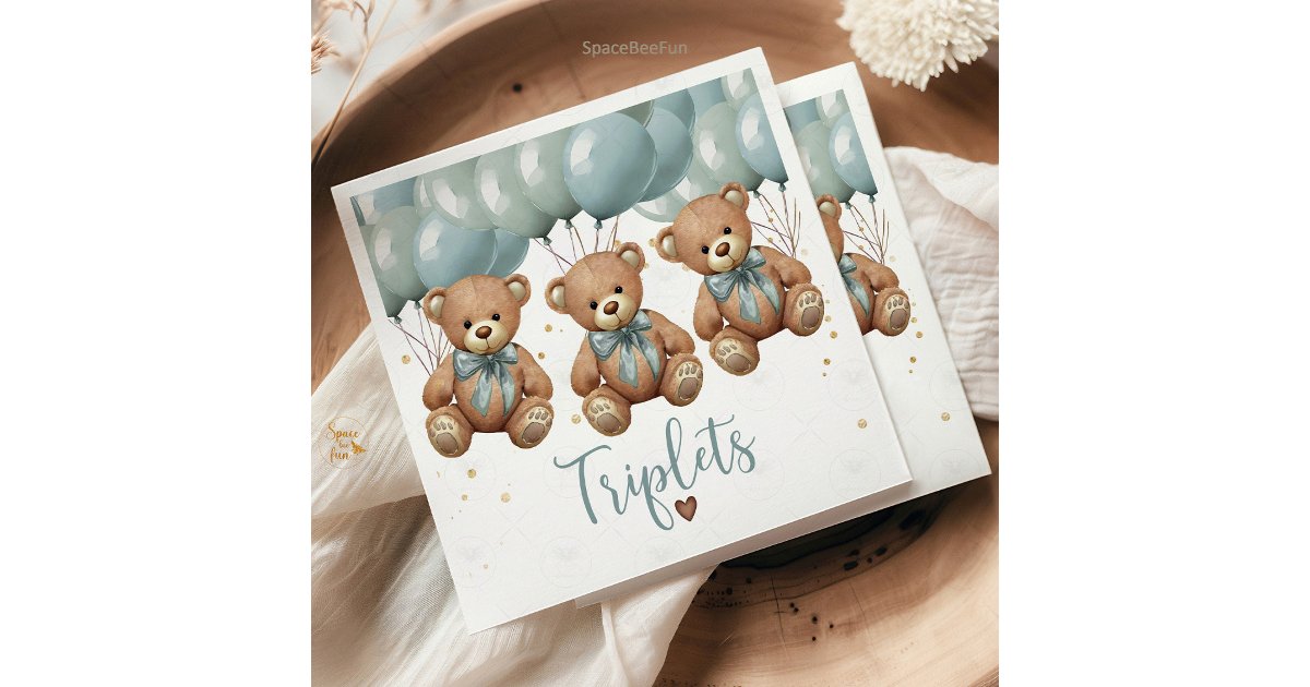 Teddy Bear Baby Shower it's TRIPLETS Napkins | Zazzle