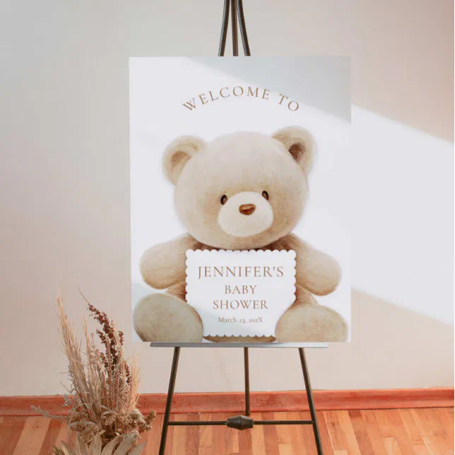 Teddy Bear Baby Shower Party Welcome Sign | Zazzle