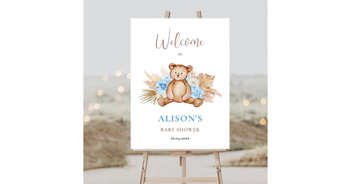 Teddy Bear Baby Shower Welcome Foam Board | Zazzle