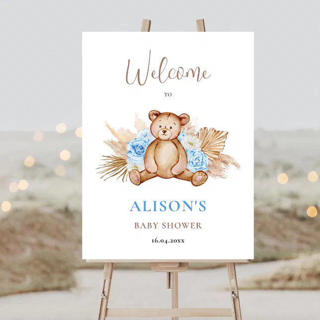 Teddy Bear Baby Shower Welcome Foam Board | Zazzle