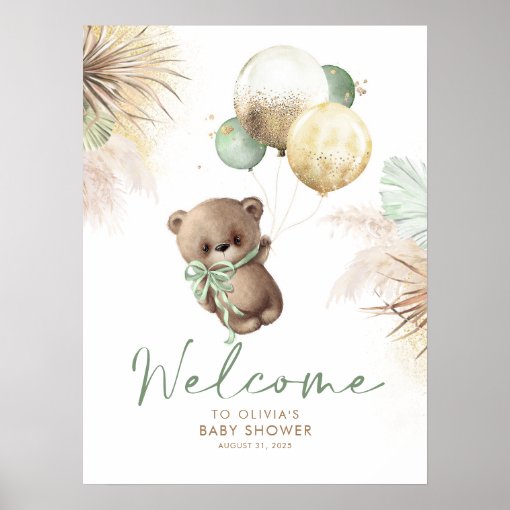 Teddy Bear Baby Shower Welcome Sign | Zazzle