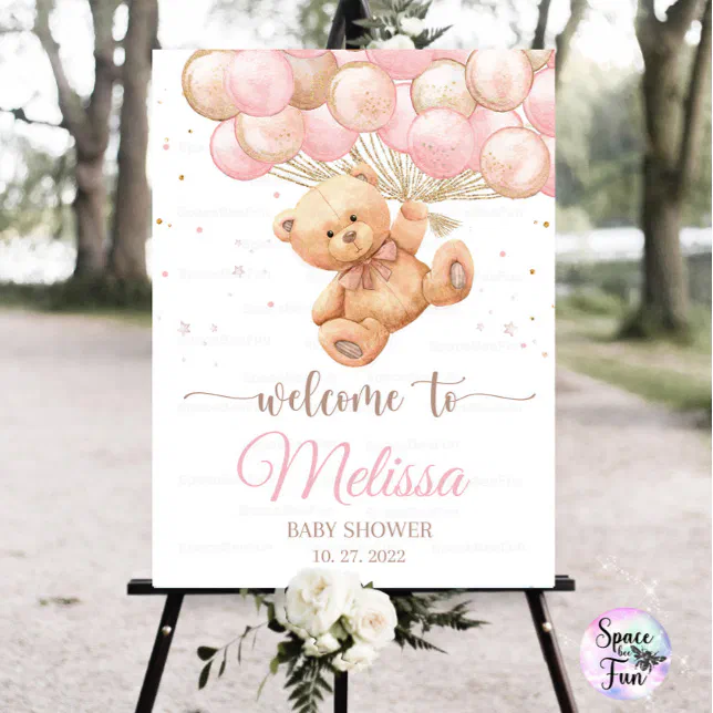 Teddy Bear Baby Shower Welcome sign Decorations | Zazzle
