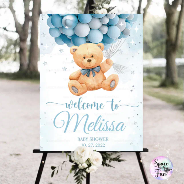Teddy Bear Baby Shower Welcome sign Decorations | Zazzle