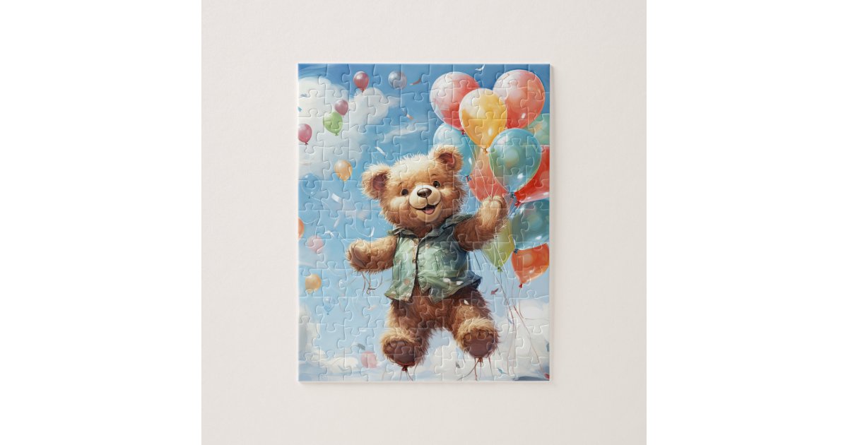 Teddy Bear Balloon Adventure Jigsaw Puzzle | Zazzle