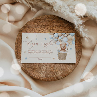 Teddy Bear Balloon Baby Shower Diaper Raffle Enclosure Card | Zazzle