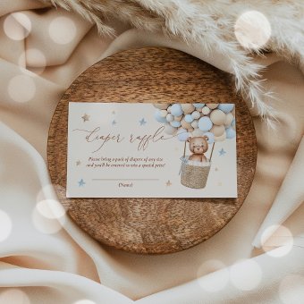 Teddy Bear Balloon Baby Shower Diaper Raffle Enclosure Card | Zazzle