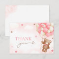 Teddy Bear Balloon Pink Thank You Cards | Zazzle