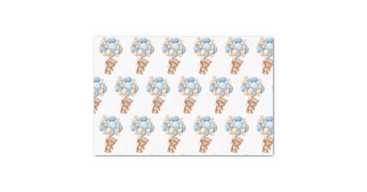 Teddy Bear Balloons Baby Shower Tissue Paper | Zazzle