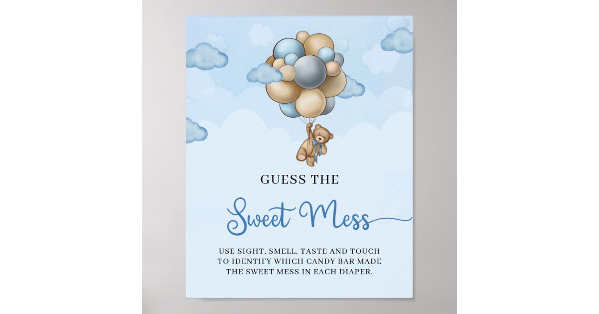 Teddy bear balloons Guess The Sweet Mess game Poster | Zazzle