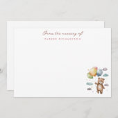 Teddy Bear & Balloons Nursery Pink Thank You Note Card | Zazzle