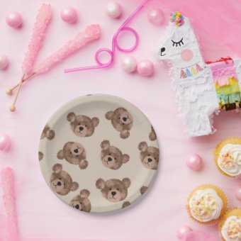 Teddy Bear Birthday Baby Shower Paper Plates | Zazzle
