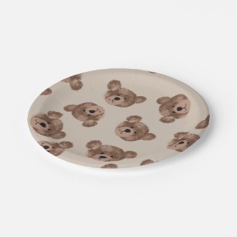 Teddy Bear Birthday Baby Shower Paper Plates | Zazzle