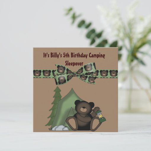 Teddy Bear Birthday Camp Sleepover Invitation | Zazzle