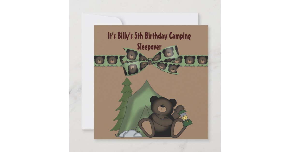 Teddy Bear Birthday Camp Sleepover Invitation | Zazzle