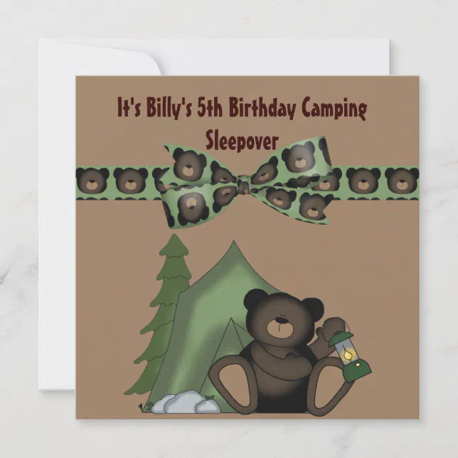Teddy Bear Birthday Camp Sleepover Invitation | Zazzle