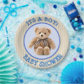 Teddy Bear Blue and Tan Polka Dotted Party Plate | Zazzle