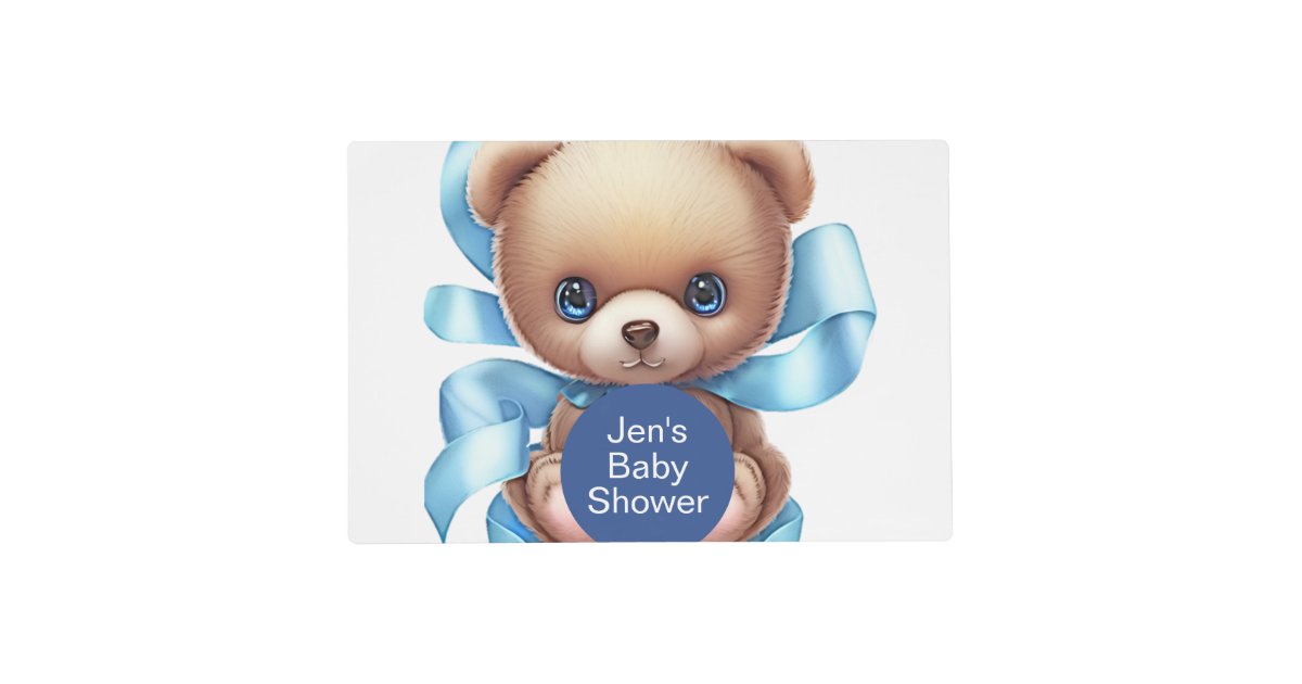 Teddy Bear Blue Baby Shower Placemat | Zazzle