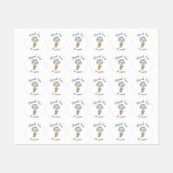 Teddy Bear Blue Balloons Baby Shower Thank You Lab Labels | Zazzle