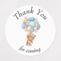 Teddy Bear Blue Balloons Baby Shower Thank You Lab Labels | Zazzle