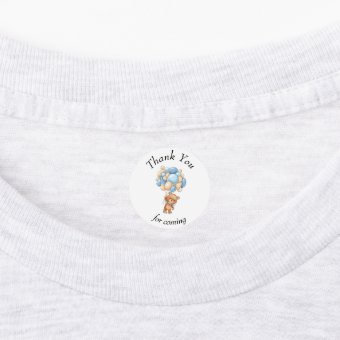 Teddy Bear Blue Balloons Baby Shower Thank You Lab Labels | Zazzle