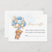 Teddy Bear Blue Balloons Diaper Raffle Invitation | Zazzle