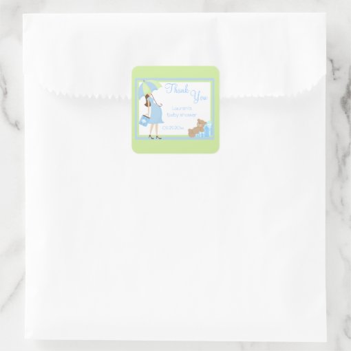 Teddy Bear Blue Shopper Baby Shower Stickers | Zazzle