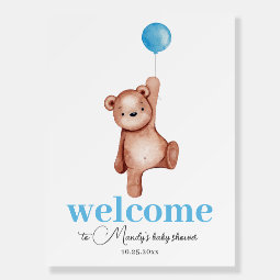 Teddy Bear Blue Welcome Sign Foam Board | Zazzle