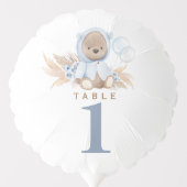 Teddy Bear Boho Baby Shower Balloon Table Number | Zazzle