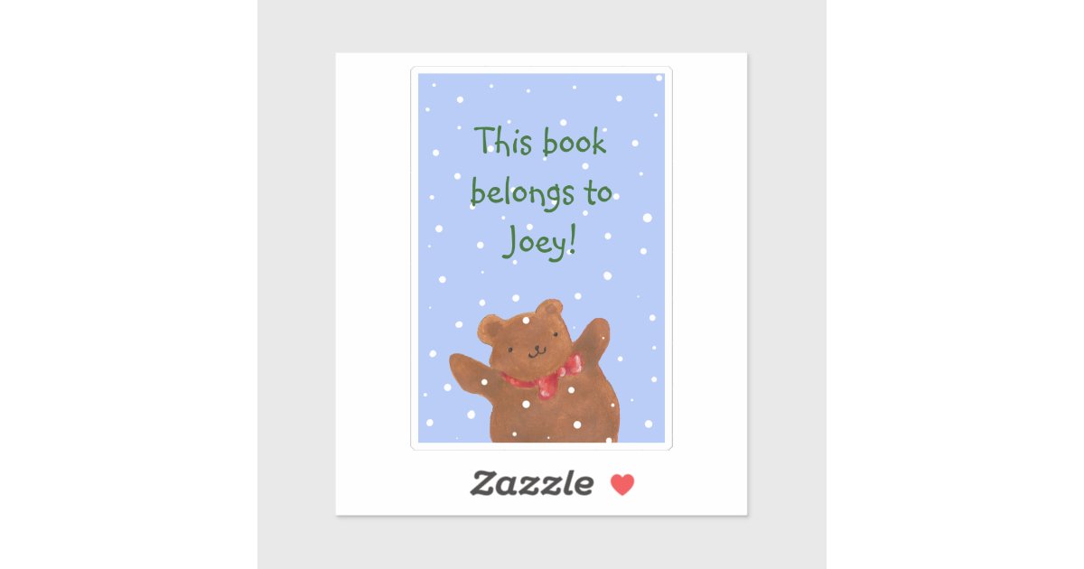 Teddy Bear Bookplate Sticker | Zazzle
