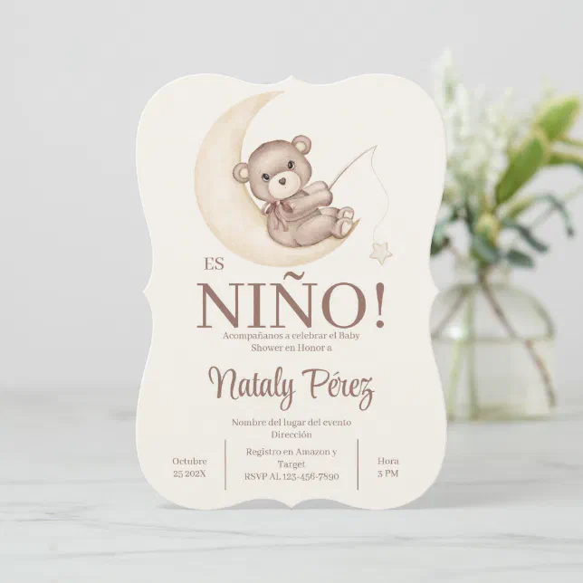 Teddy Bear Boy Spanish Invitation | Zazzle