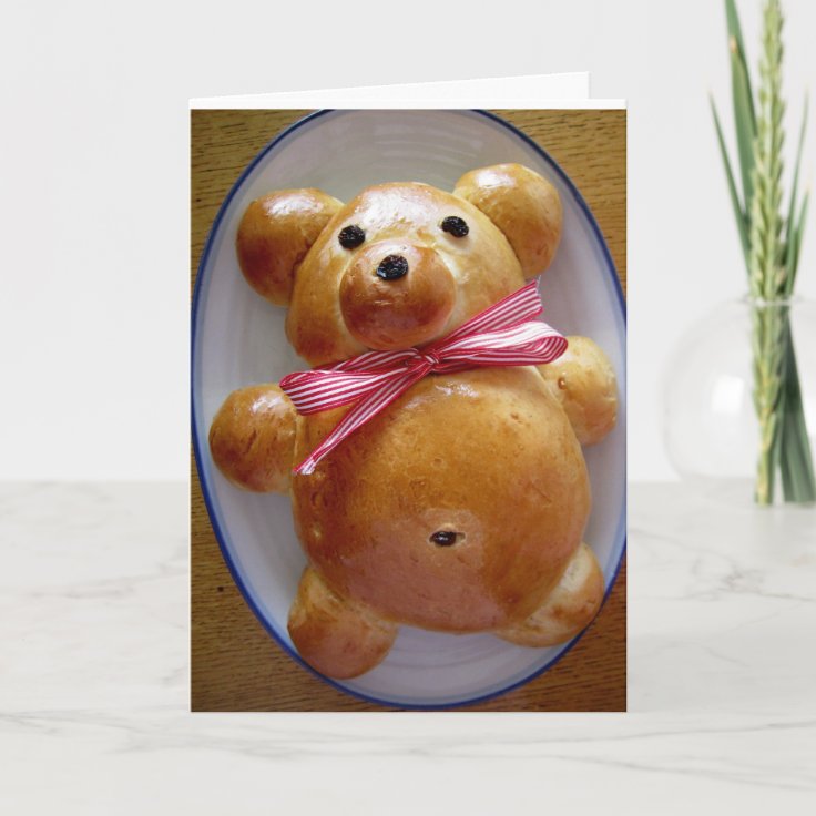Teddy Bear Bread Recipe Greeting Card | Zazzle