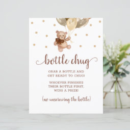 Teddy Bear Brown And Gold Bottle Chug Game | Zazzle