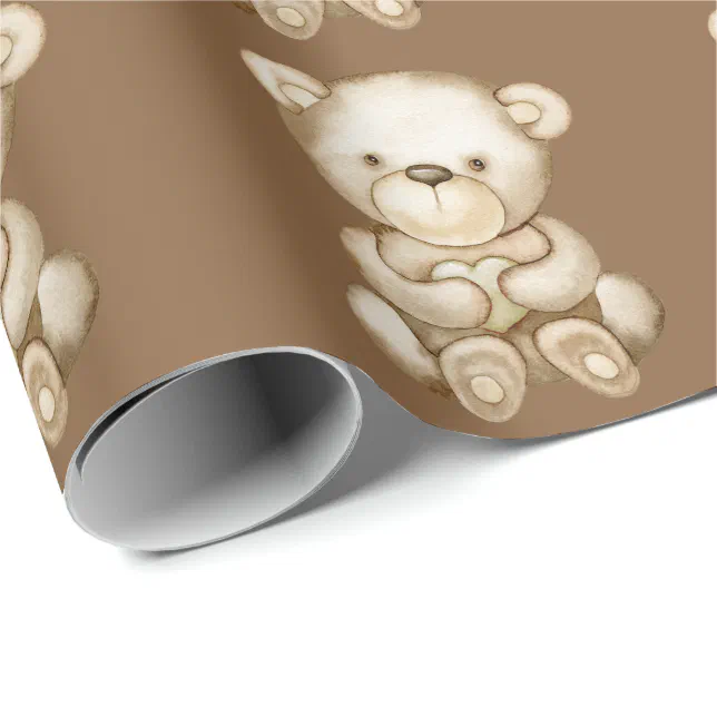 Teddy bear brown wrapping paper | Zazzle