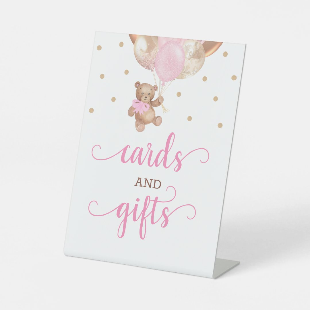 Teddy Bear Cards and Gifts Baby Shower Pedestal Sign | Zazzle