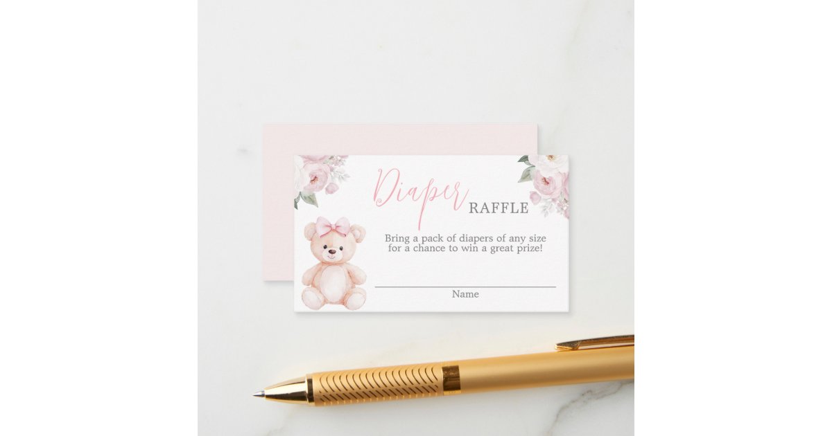 Teddy Bear Diaper Raffle Card | Zazzle