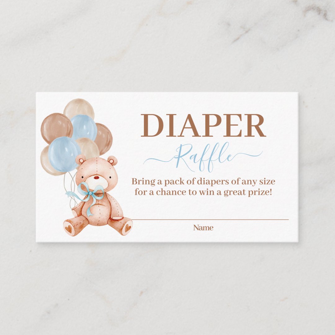 Teddy Bear Diaper Raffle Enclosure Card | Zazzle