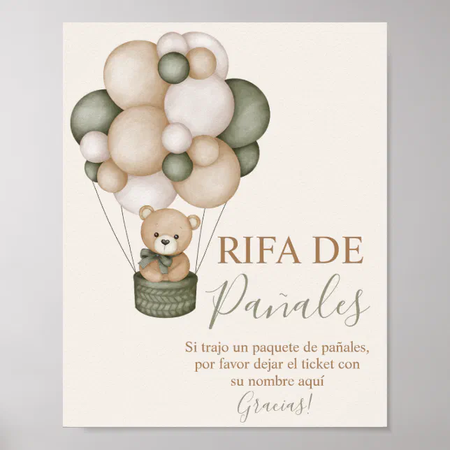 Teddy Bear Diaper Raffle Poster | Zazzle
