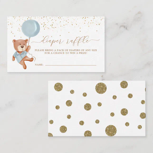 Teddy Bear Diaper Raffle Ticket Enclosure Card | Zazzle
